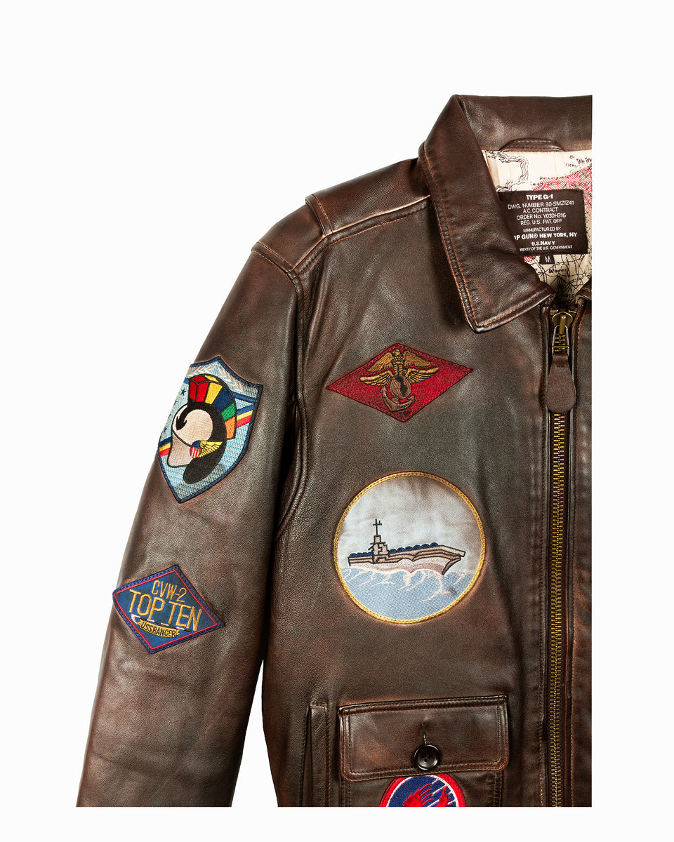 Leather Bomber Jacket, Top Gun Flight Jacket, Aviator Jacket, Brown ...