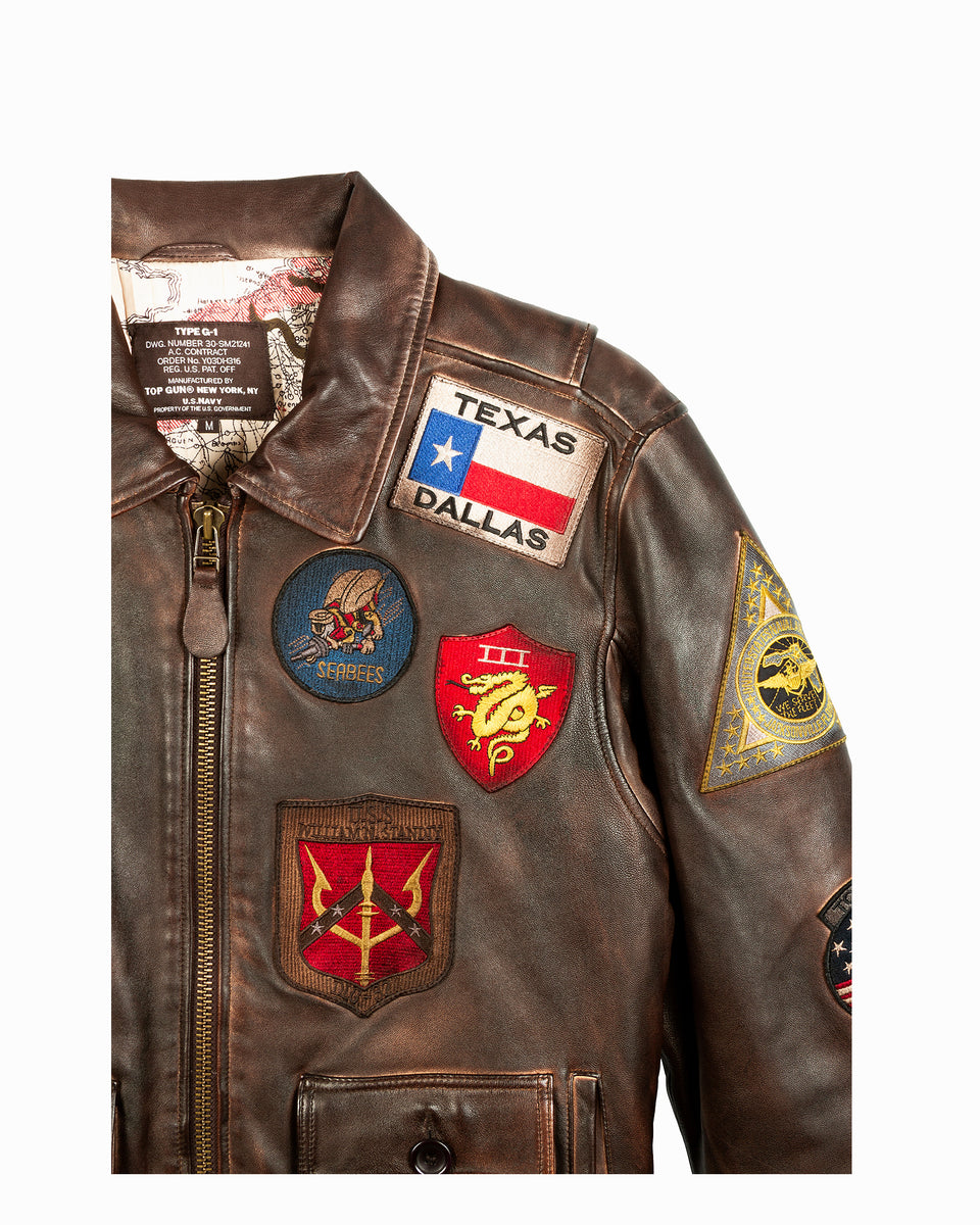 Leather Bomber Jacket, Top Gun Flight Jacket, Aviator Jacket, Brown ...
