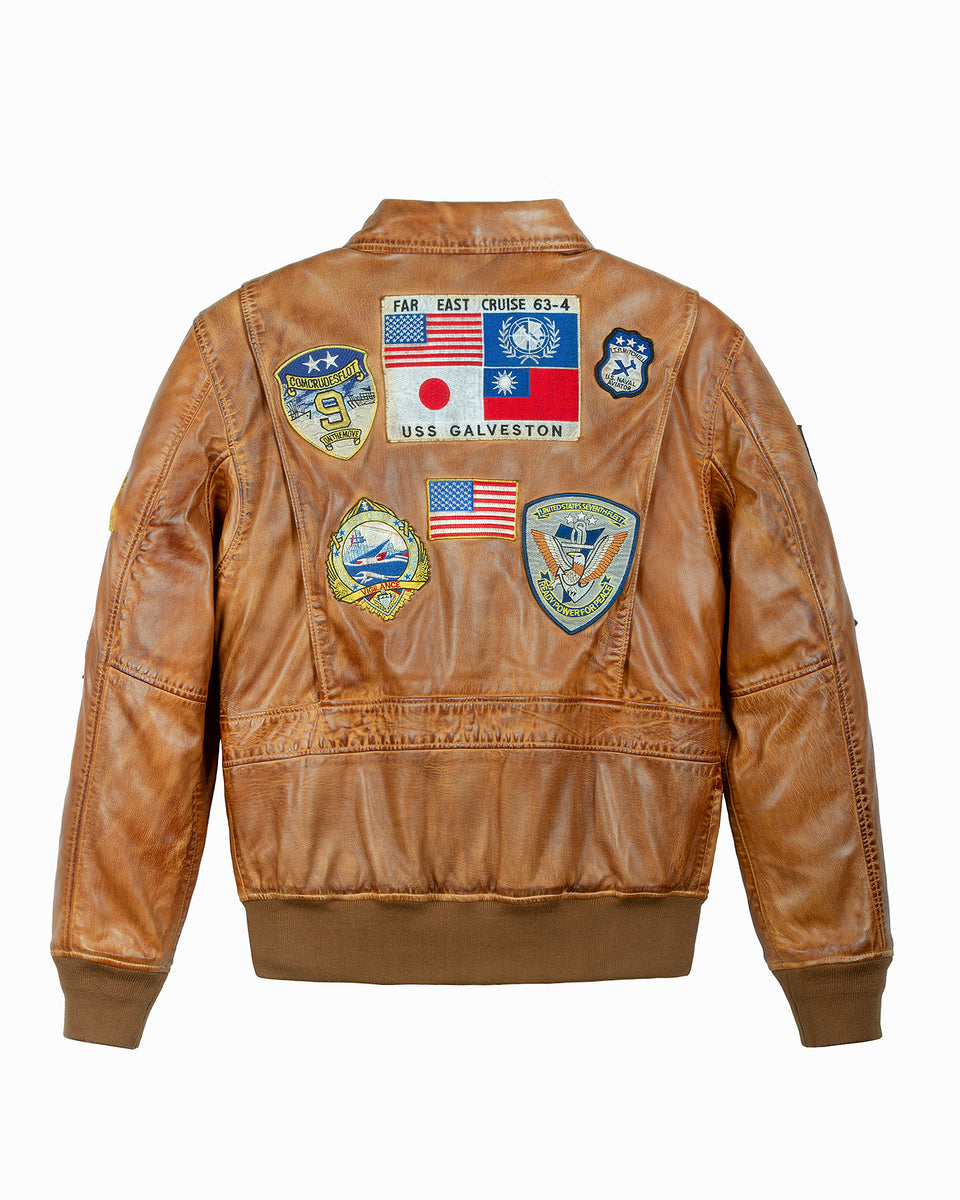 Leather Bomber Jacket, Top Gun Flight Jacket, Aviator Jacket, Brown ...